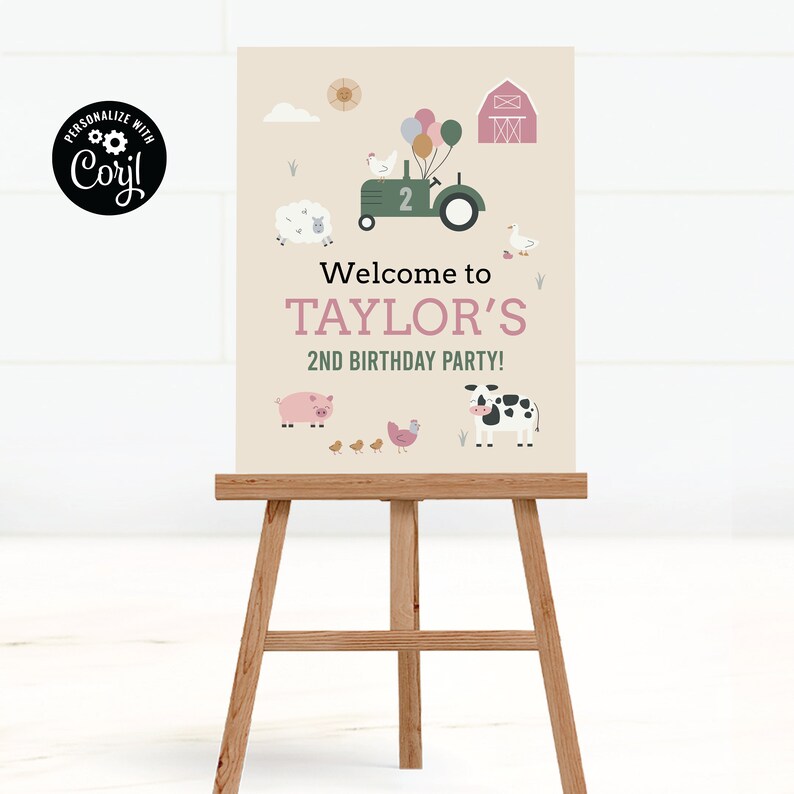 Editable Farm Animals Birthday Welcome Sign 8x10 16x20 1st - Etsy
