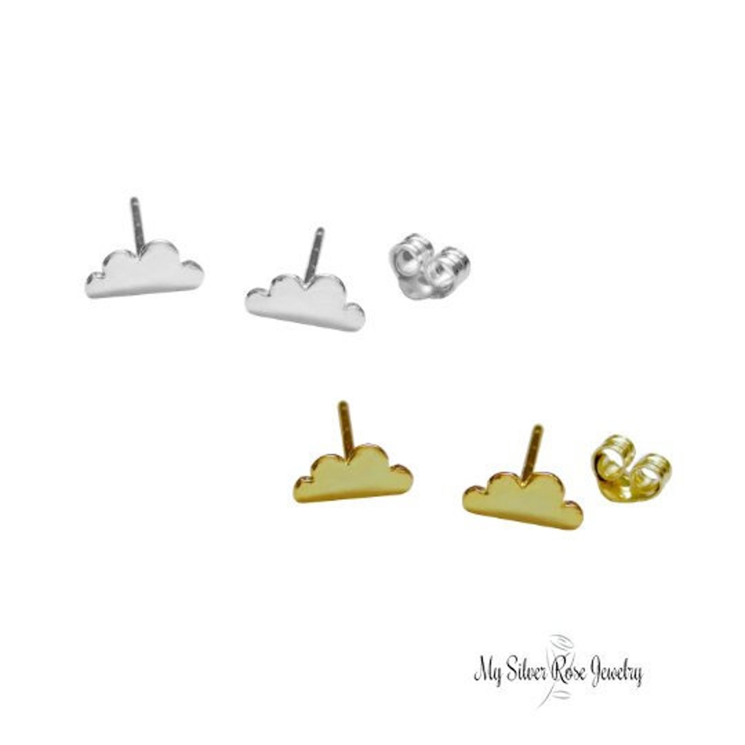 Gold Vermeil or .925 Sterling Silver Cloud Earrings Tiny - Etsy UK