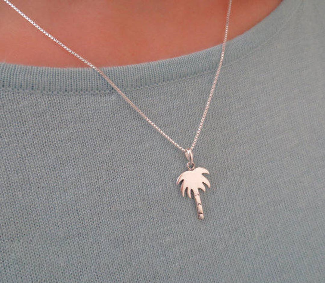 925 Sterling Silver Palm Tree on Chain, Link for Matching Earrings in ...