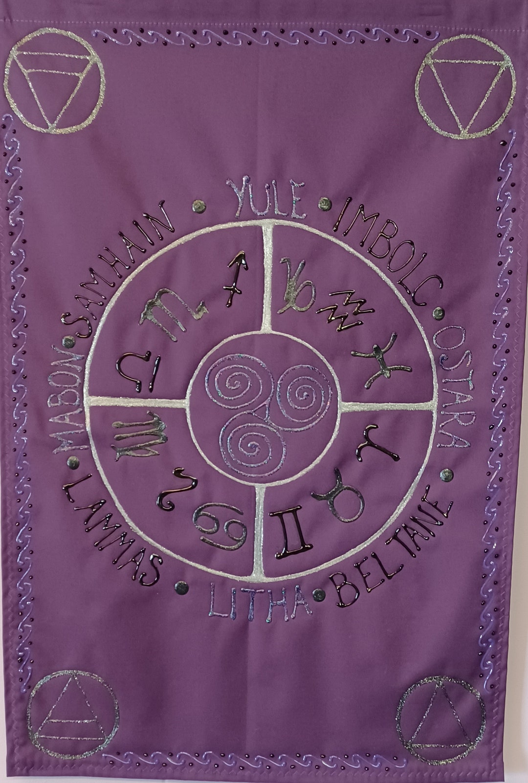 Pagan, Wiccan Wheel of the Year Hand Painted Wall Hanging and Altar ...