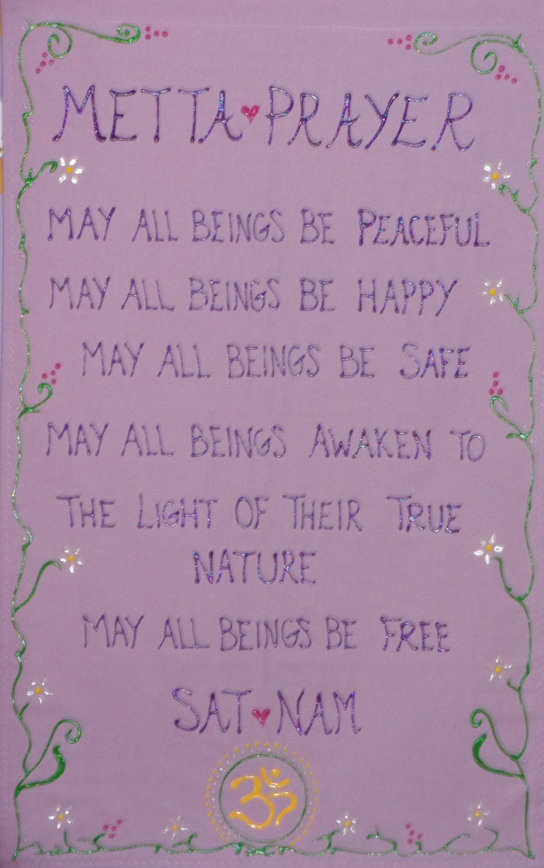 Metta Prayer Hand Painted Banner, Wall Hanging and Altar Cloth ...
