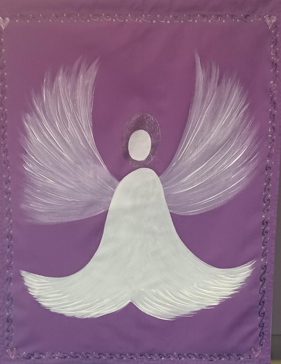 Guardian Angel Hand Painted Banner, Wall Hanging, Meditation Room Art ...
