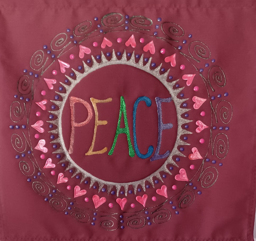 Peace Mandala, Hand Painted Wall Hanging & Banner, Spiritual Art, Peace ...