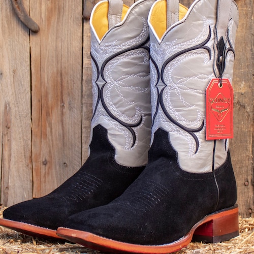 MENS Black BULL NECK Leather Snip Toe Cowboy Western Rodeo - Etsy