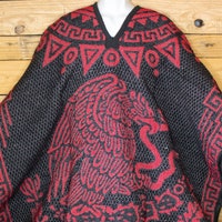 Poncho Azteca Con Guerrero Y Escudo Nacional Double Sided Aztec ...