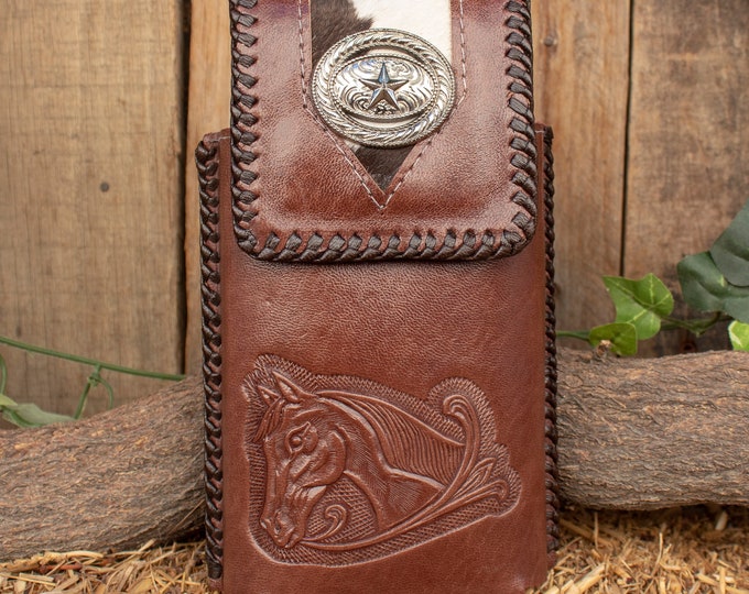 LEATHER HORSE Caballo STAMPED Western Cowboy Rodeo Cell Phone Case ...