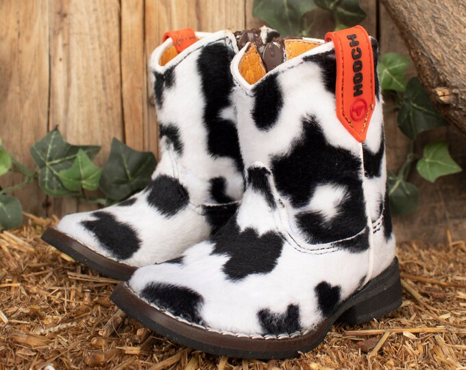 Girls BABY Leather COW PRINT Square Toe Leather Cowboy Cowgirl Boots - Etsy