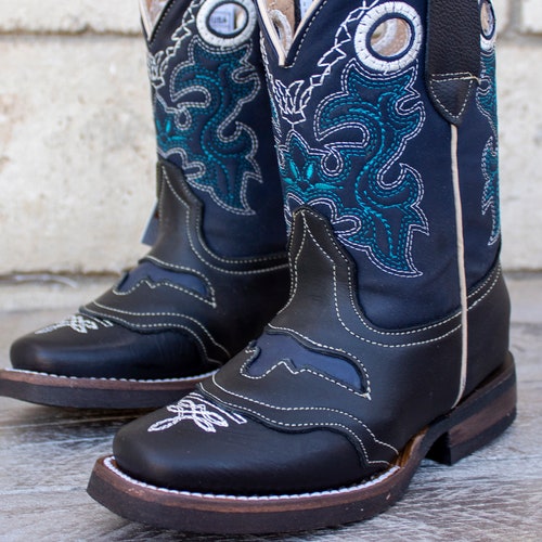 BABY TODDLER KIDS Youth Unisex Square Toe Leather Cowboy Boots | Etsy