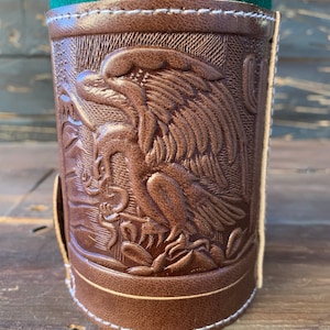 Traditional Mexican POKER DICE CUP Game Leather Engraved Aztec Print ...