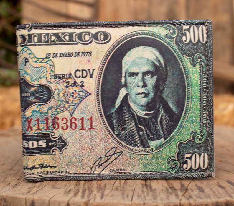 MEXICO 500 PESOS Bill Mexican LEATHER Laser Printed Bi-fold Wallet - Etsy