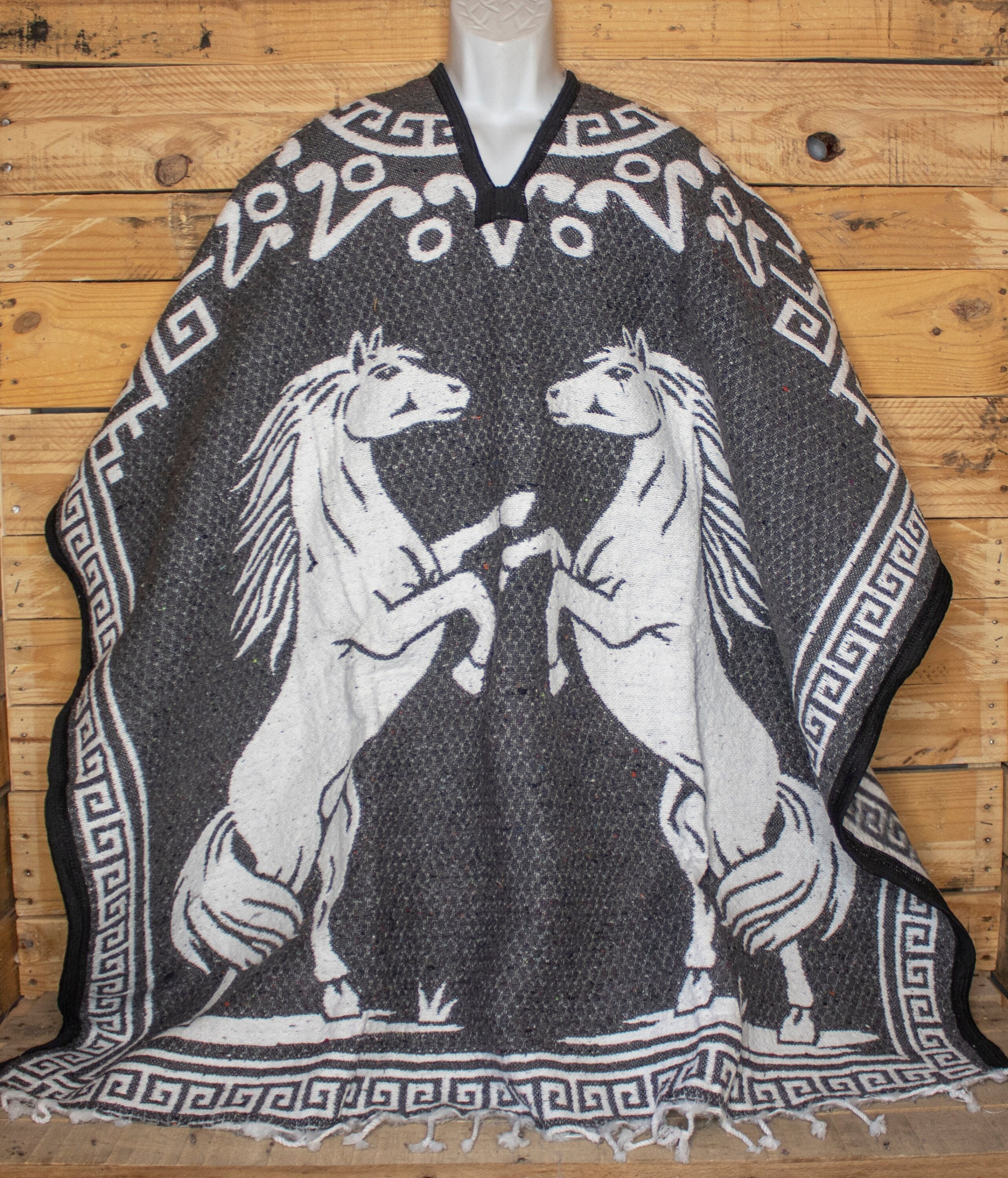 Western 2 Sided Cowboy Horse Caballo Mexican Reversible PONCHO | Etsy