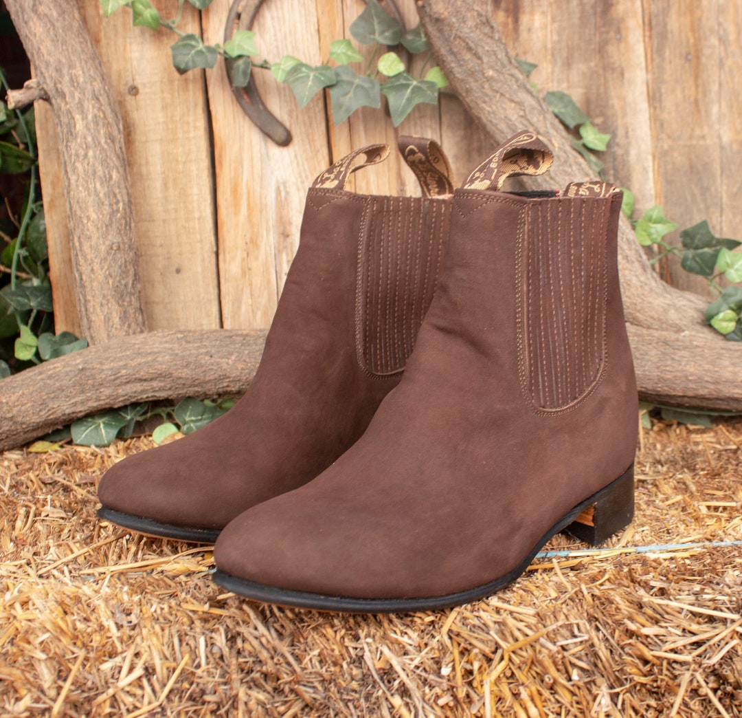 MENS NUBUCK LEATHER Chelsea Ankle Boots Botines Charro - Etsy