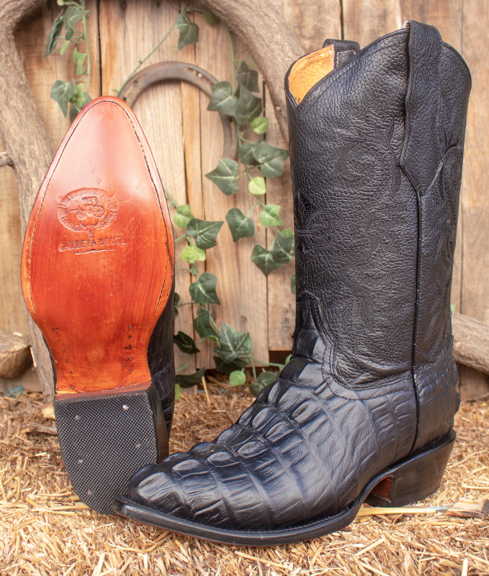 MENS LEATHER COWBOY Pointed Toe Alligator Crocodile Print Boots - Etsy
