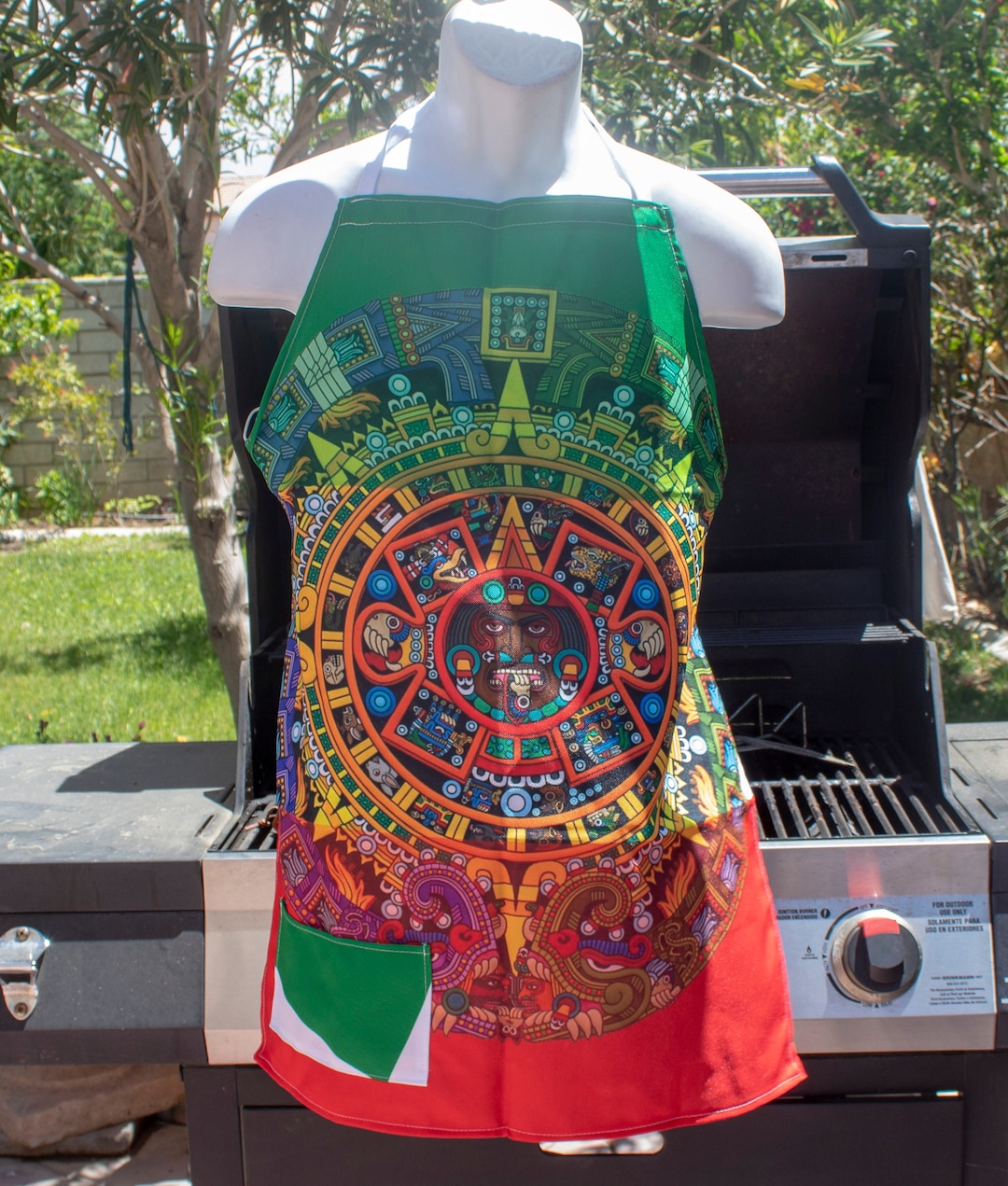 AZTEC CALENDAR Mexico Color Bbq Cooking APRON Azteca Calendario Mandil ...