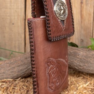 LEATHER HORSE Caballo STAMPED Western Cowboy Rodeo Cell Phone - Etsy