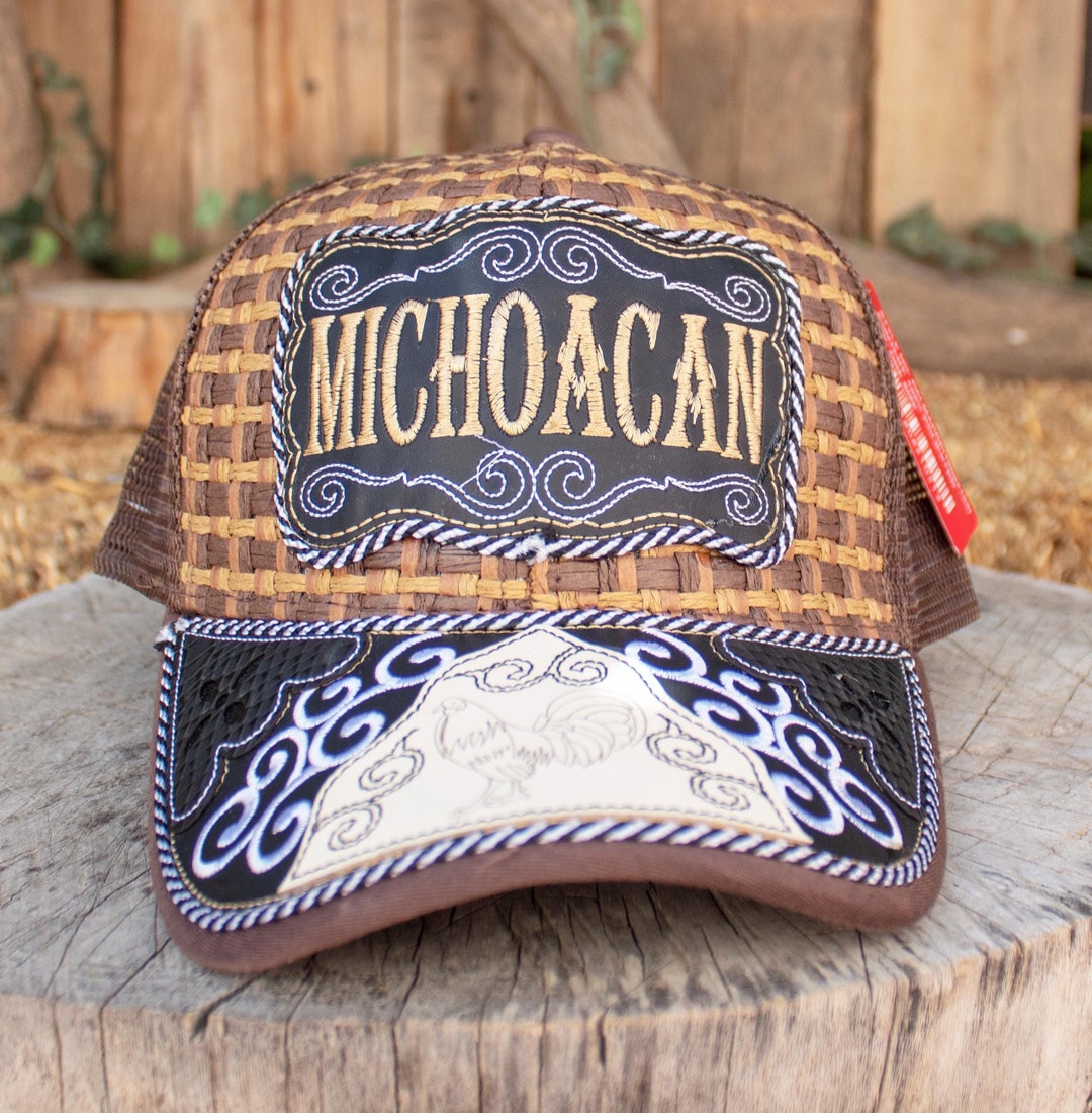 MICHOACAN Mexico Rooster Gallo Stamped Embroidered Western Rodeo HAT ...
