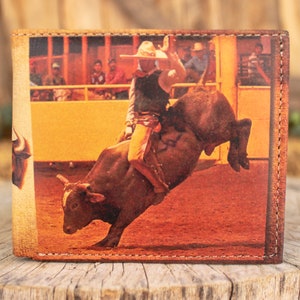 BULLRIDER Charro JARIPEO LEATHER Laser Printed Bi-fold Toro Wallet - Etsy