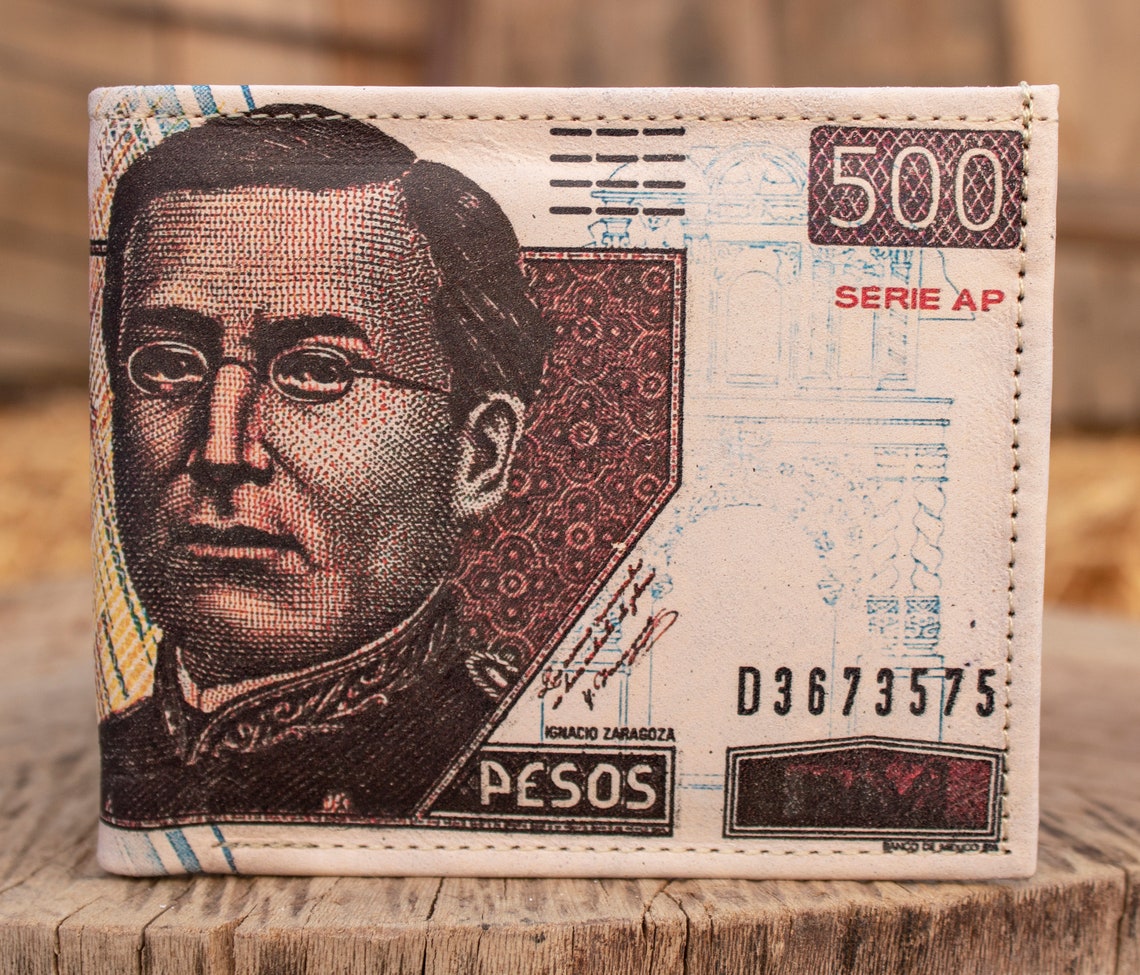 MEXICO 500 PESOS Bill Mexican LEATHER Laser Printed Bi-fold Wallet - Etsy