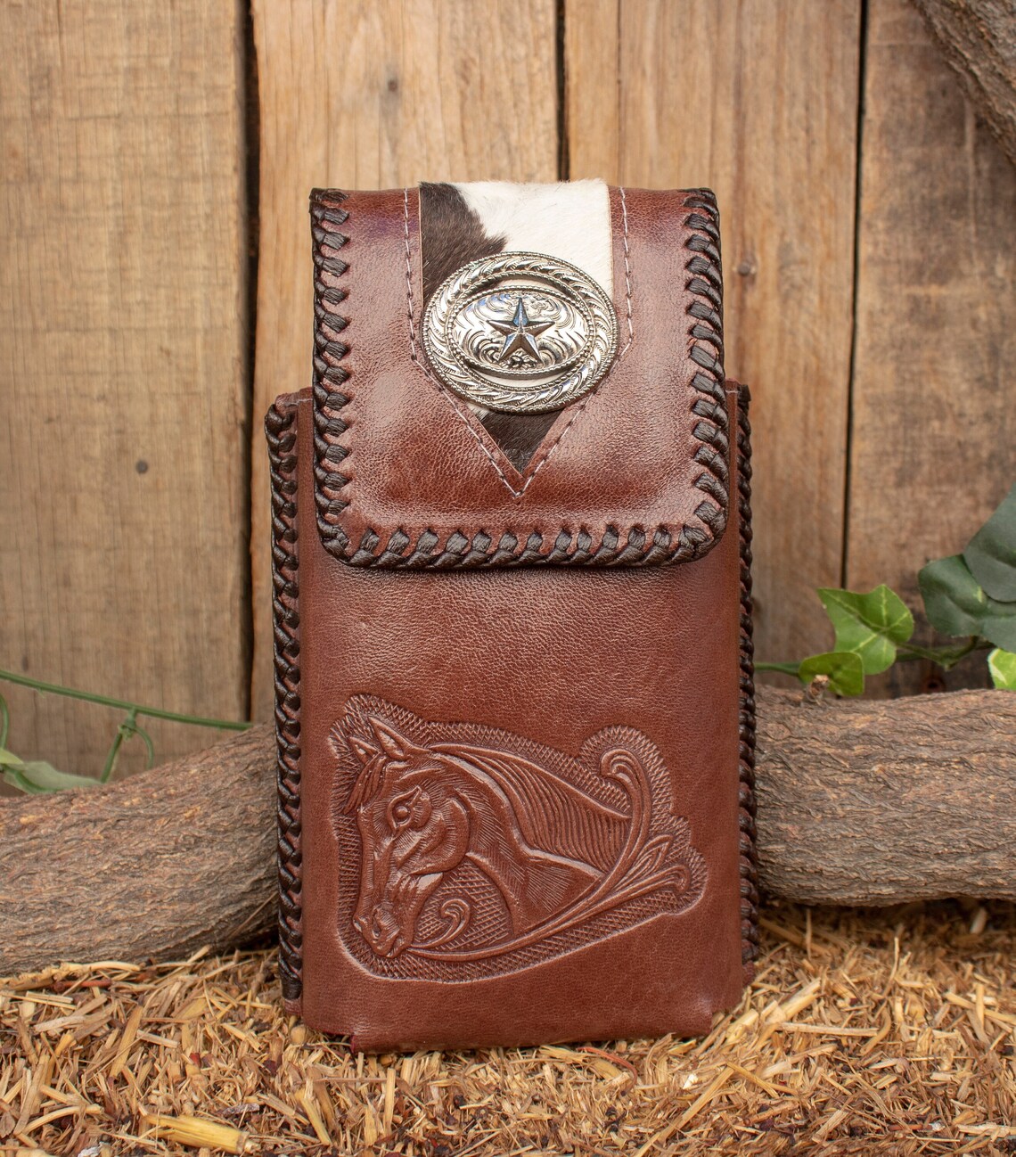 LEATHER HORSE Caballo STAMPED Western Cowboy Rodeo Cell Phone - Etsy