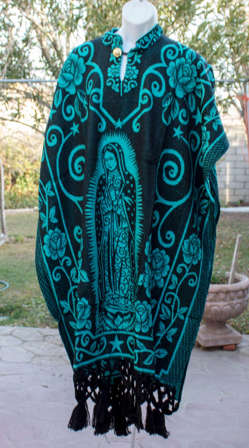 VIRGEN De GUADALUPE Virgin Mary 2 Sided Mexican Poncho Rebozo Wrap ...