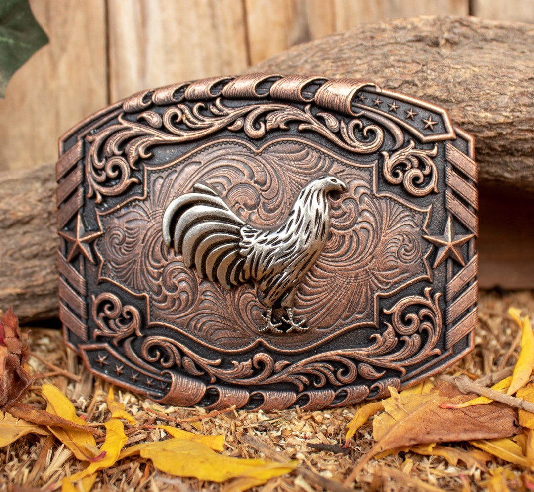 GALLO ROOSTER Metal Engraved Cowboy Western Belt Buckle - Etsy