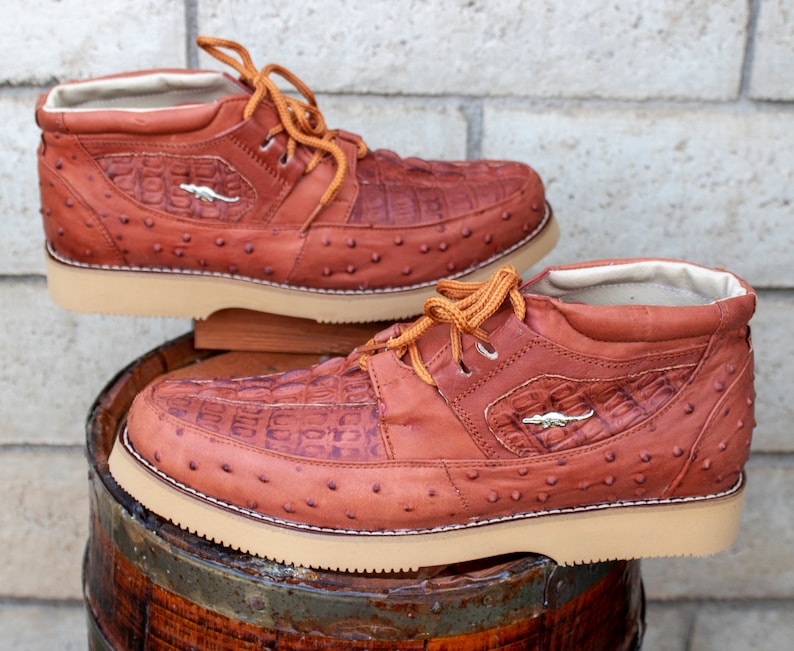 MENS CROCODILE OSTRICH Faux Print Casual Sneaker Leather Shoes - Etsy