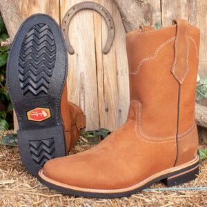 Mens Nubuck ROPER LEATHER Roper Pull on Tan WORK Boots - Etsy