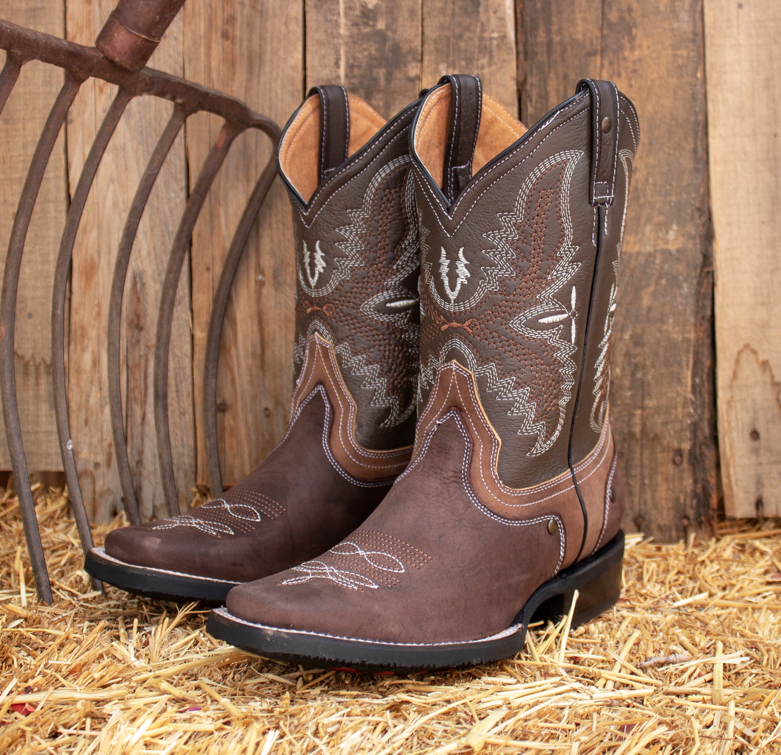 MENS Authentic LEATHER COWBOY Western Rodeo Square Toe Boots - Etsy