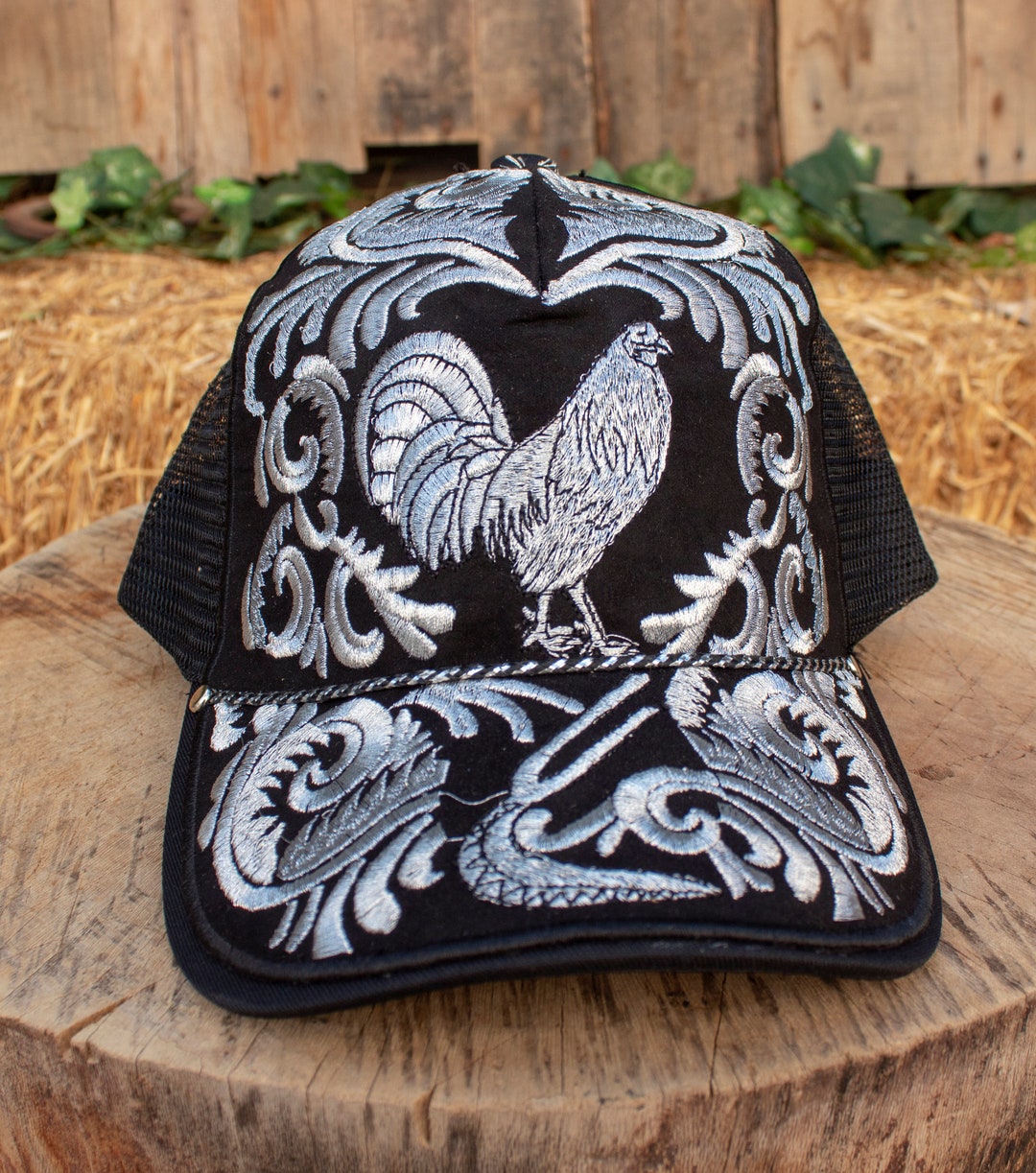 ROOSTER Gallo Western EMBROIDERED HAT Adjustable Trucker Mesh Cap - Etsy