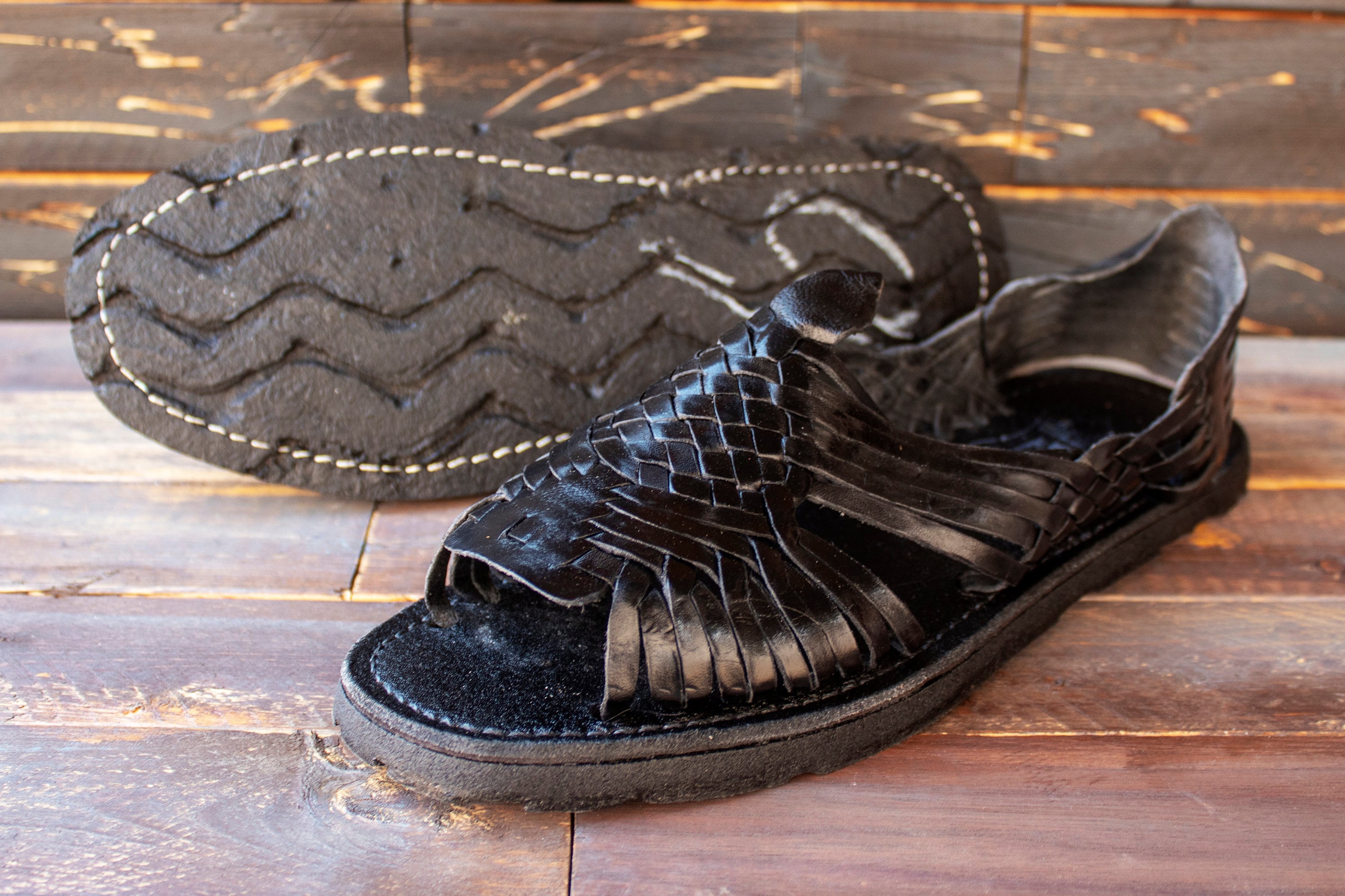 WOMENS LEATHER HUARACHE Sandals Made in Mexico With Tire Sole *all ...