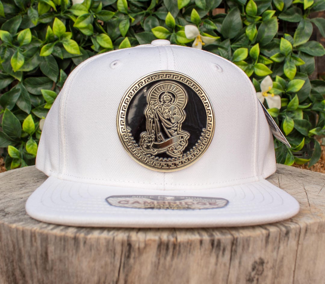 SAN JUDAS St Jude Metal Plaque Patch White SNAPBACK Adjustable Hat ...