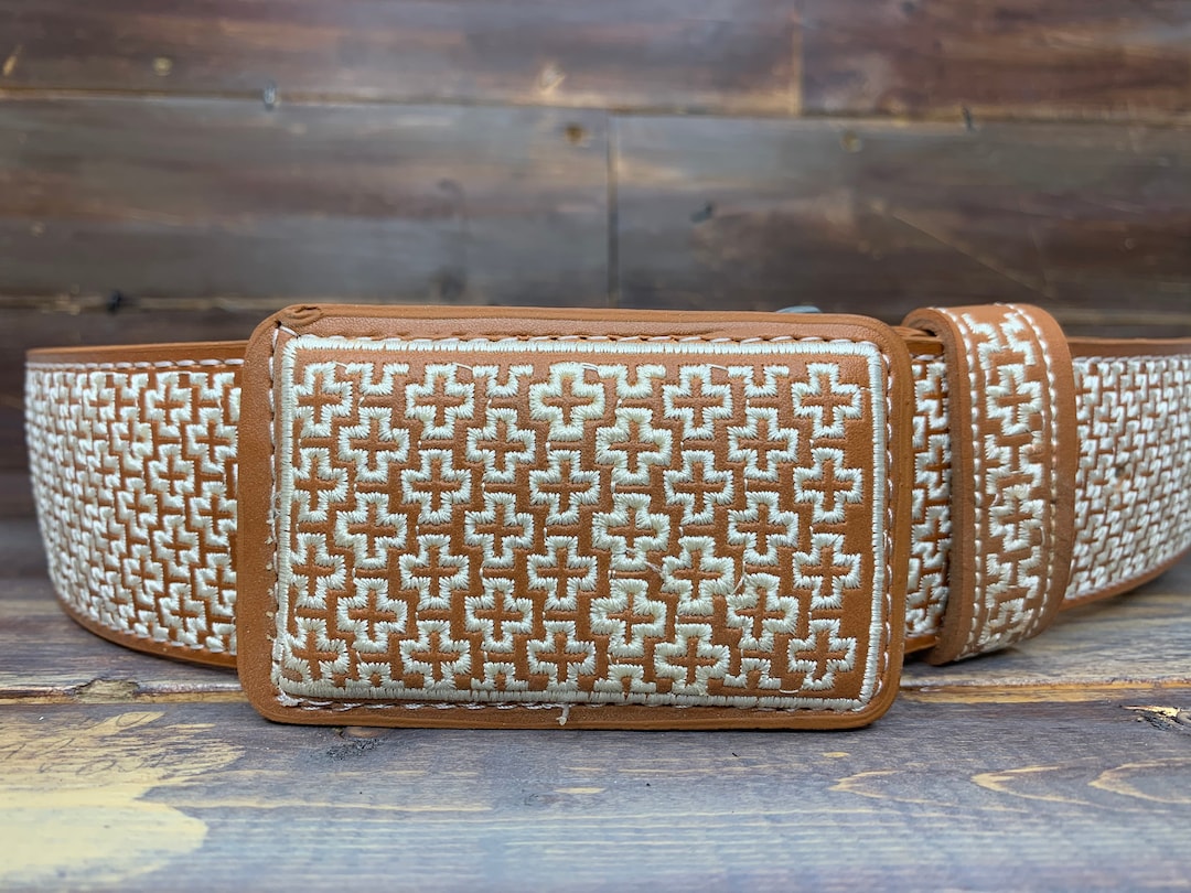 MENS WESTERN LEATHER Charro Cowboy Embroidered Leather Belt - Etsy