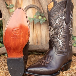MENS Brown LEATHER COWBOY Western Rodeo Pointed Toe Boots - Etsy