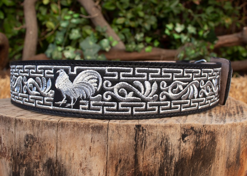 MENS WESTERN LEATHER Rooster Gallo Charro Embroidered 2 Inch Width ...