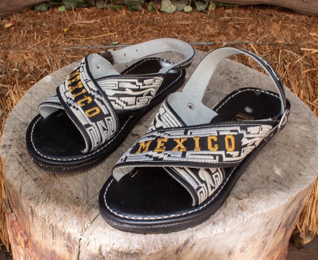 MENS EMBROIDERED MEXICO Huarache Mexican Sandals With Tire Sole - Etsy
