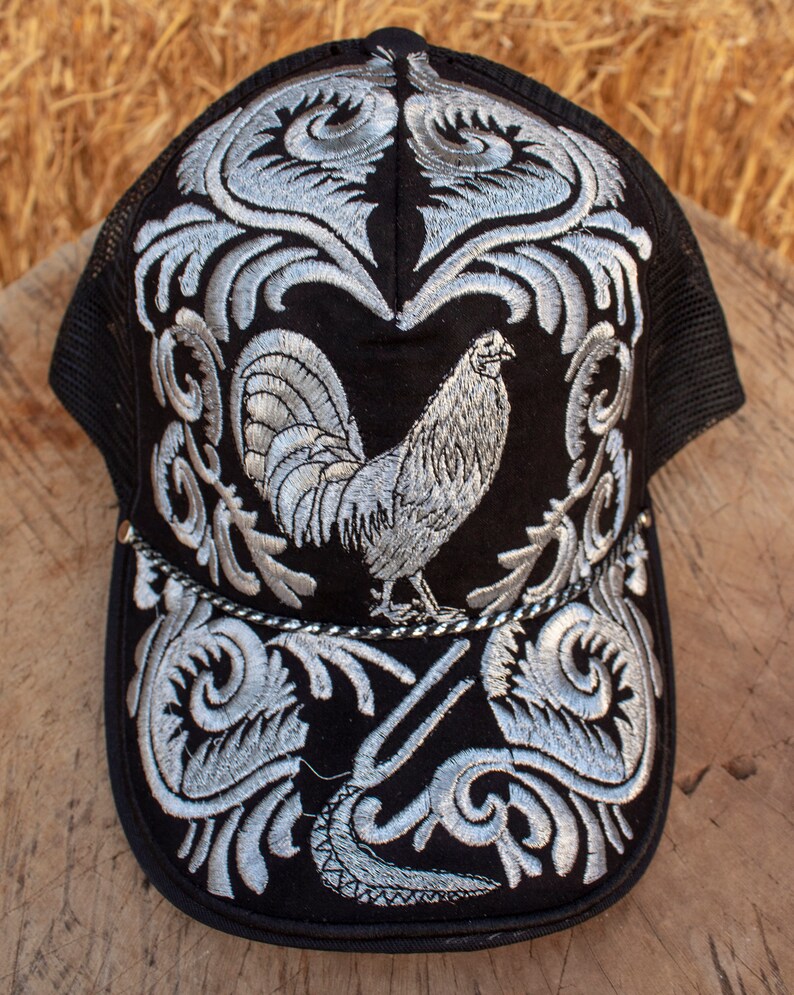 ROOSTER Gallo Western EMBROIDERED HAT Adjustable Trucker Mesh - Etsy