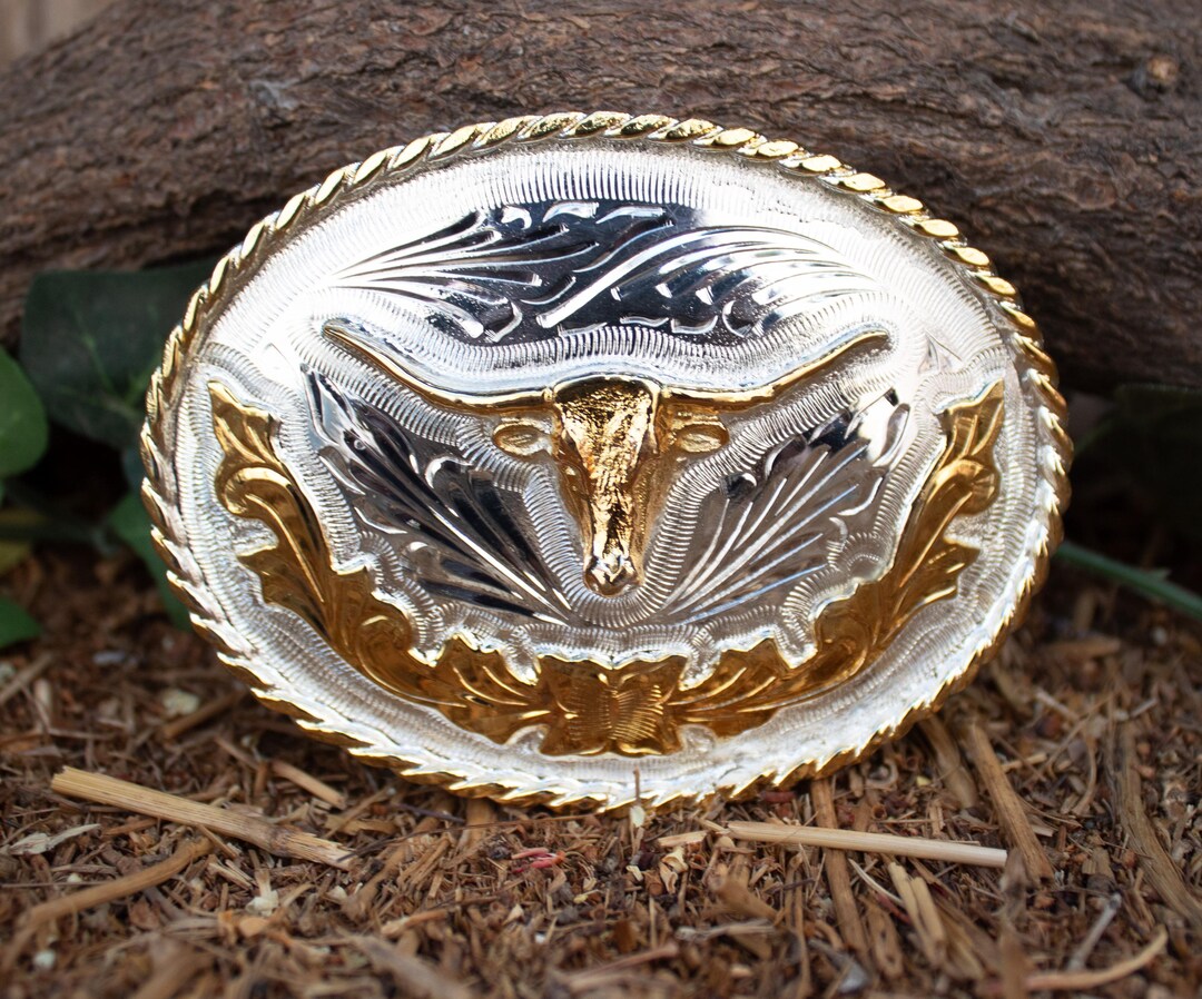 LONGHORN BULL ENGRAVED Cowboy Western Mariachi Toro Alpaca Belt Buckle ...