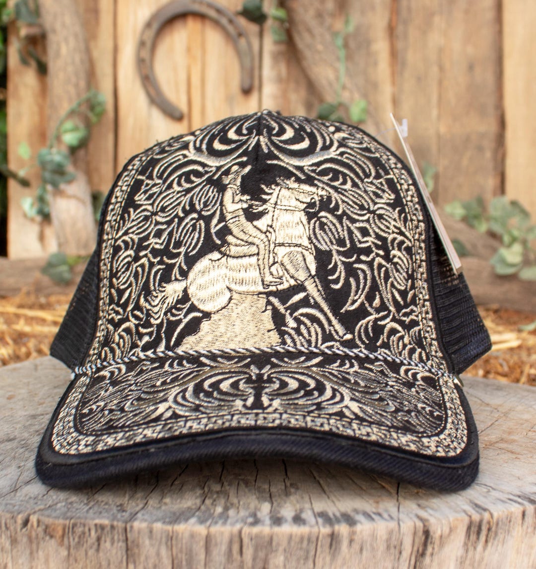 CHARRO Jinete Jaripeo Horse Rider Western Rodeo EMBROIDERED HAT ...