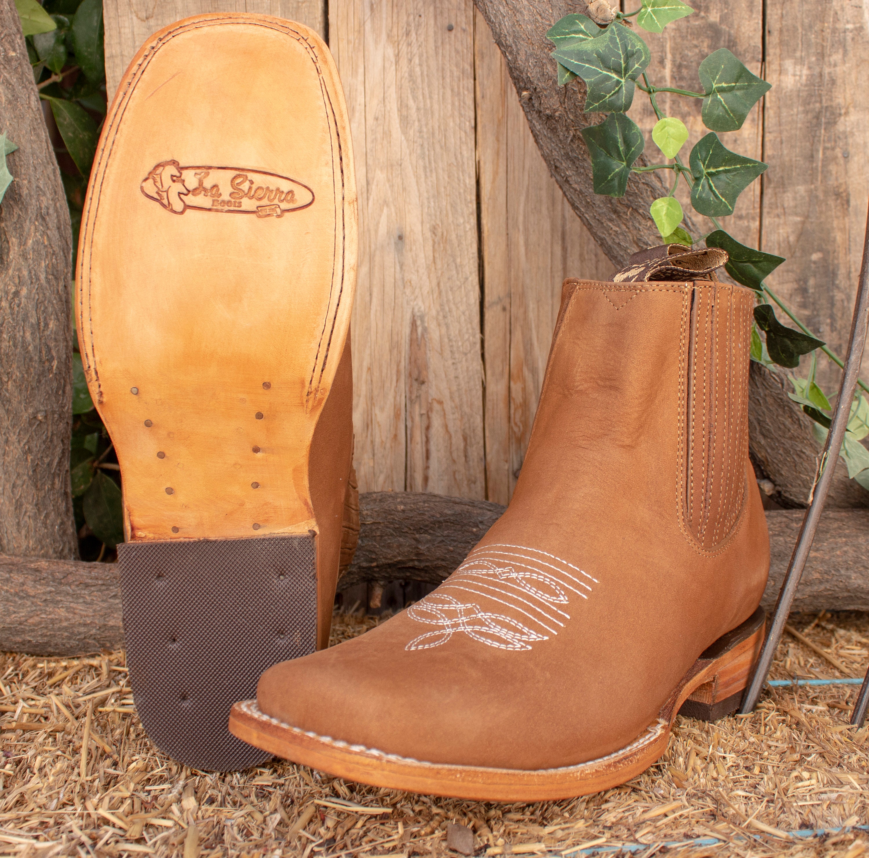 MENS LEATHER COWBOY Nobuck Rodeo Square Toe Half Boots Botines - Etsy