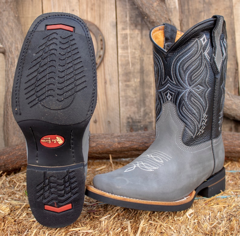 MENS Gray Suede LEATHER COWBOY Western Rodeo Square Toe Boots - Etsy