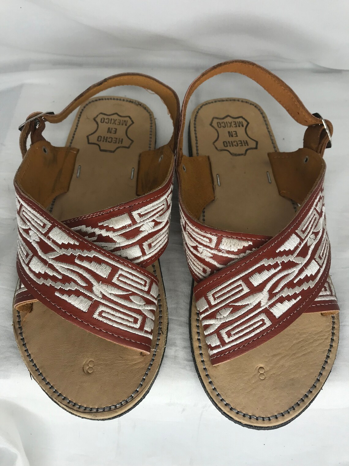 MENS EMBROIDERED HUARACHE 2 Strap Sandals With Tire Sole Cruzado - Etsy