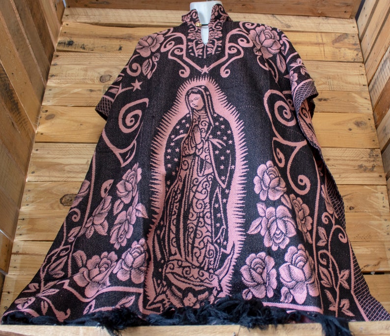 VIRGEN De GUADALUPE Virgin Mary 2 Sided Mexican Poncho Rebozo Zarape ...