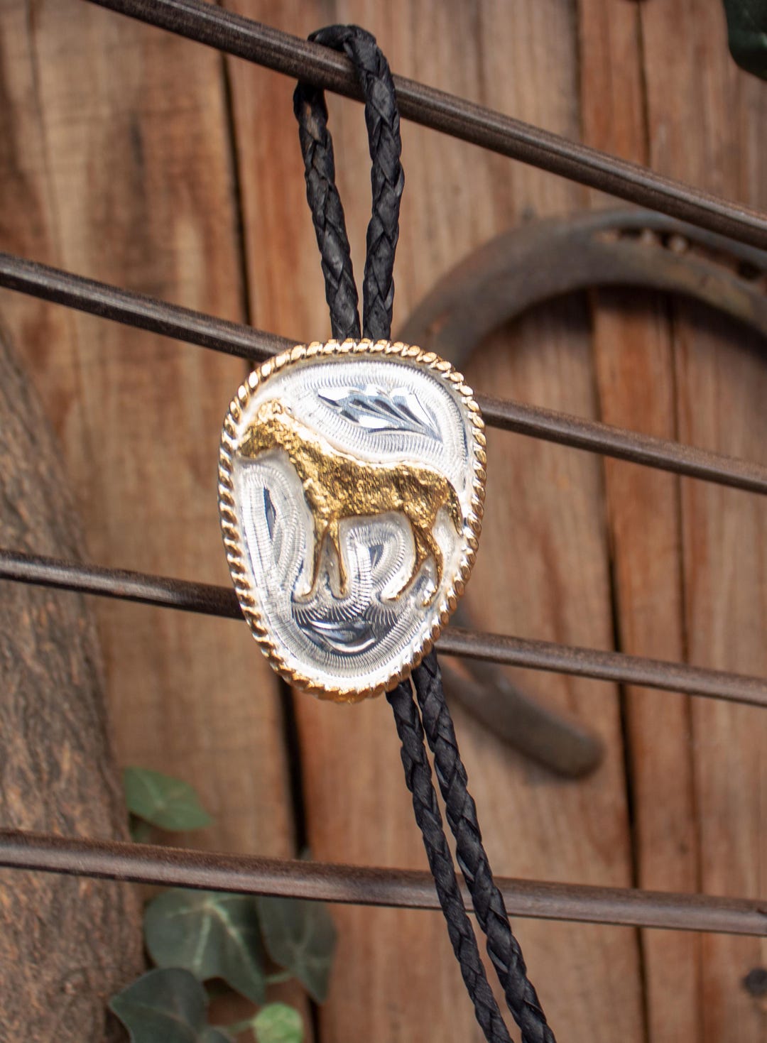 HORSE Caballo Cowboy Cowgirl Alpaca Silver Leather BOLO TIE Corbatero ...