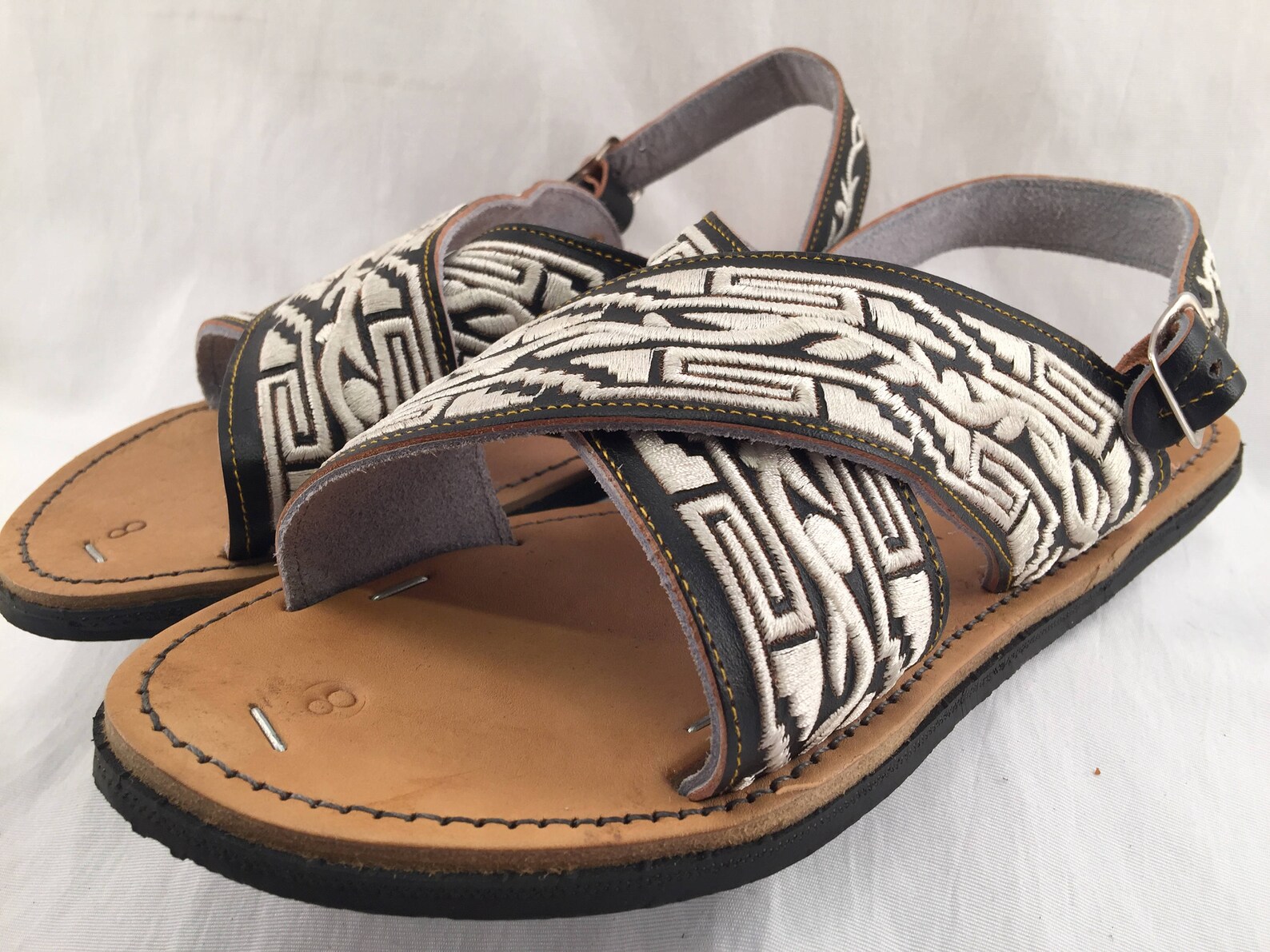 MENS EMBROIDERED HUARACHE Sandals With Tire Sole - Etsy