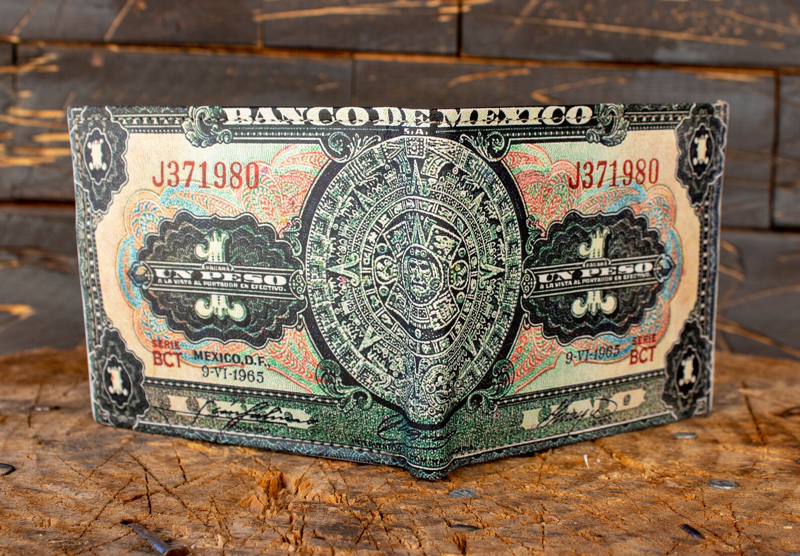 MEXICO 1 PESO Bill LEATHER Laser Printed Bi-fold Wallet - Etsy