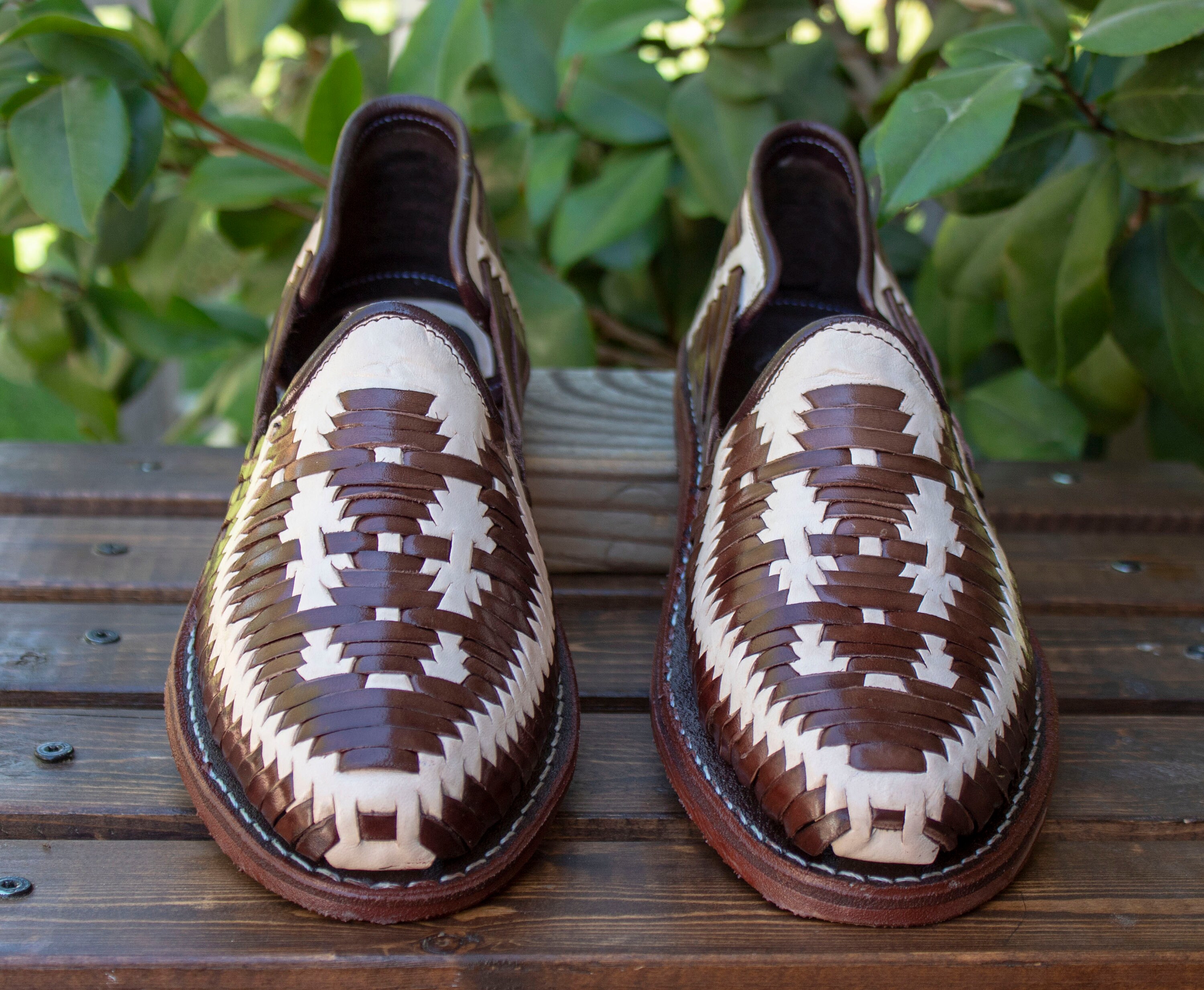 MENS LEATHER SHOE 2 Tone Brown Mexican Huarache Slip on Sandals - Etsy