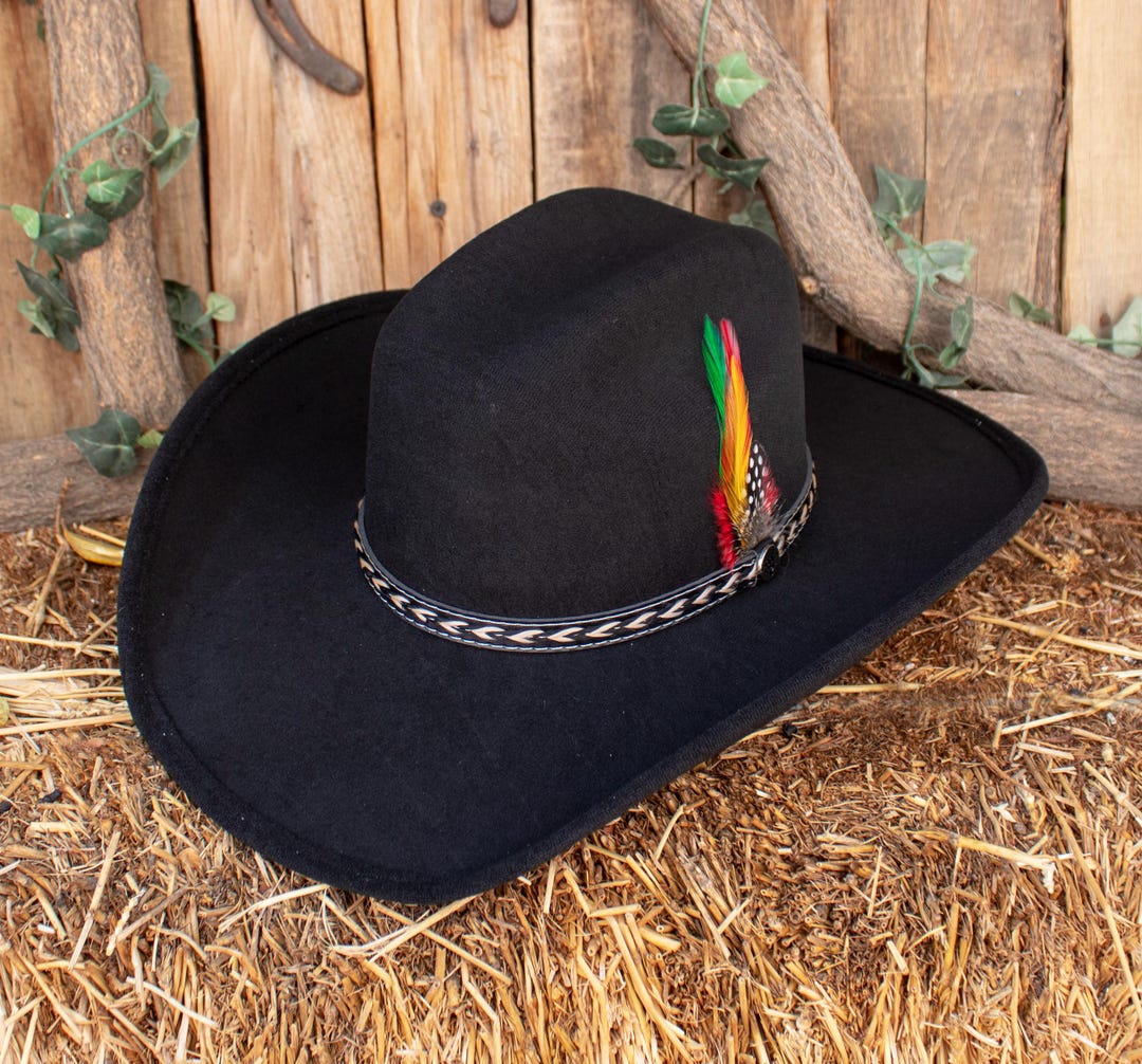Black 100X Western COWBOY TEXANA HAT Tejana With Feather - Etsy