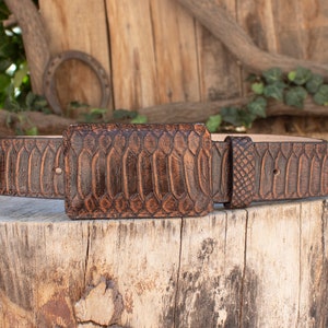 Mens SNAKE Python Faux Print LEATHER WESTERN Buckle Cowboy Belt Vibora ...