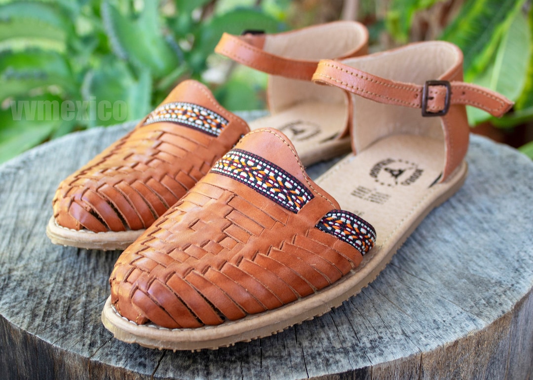 WOMENS MEXICAN SANDALS Tan Leather Handmade Huarache - Etsy