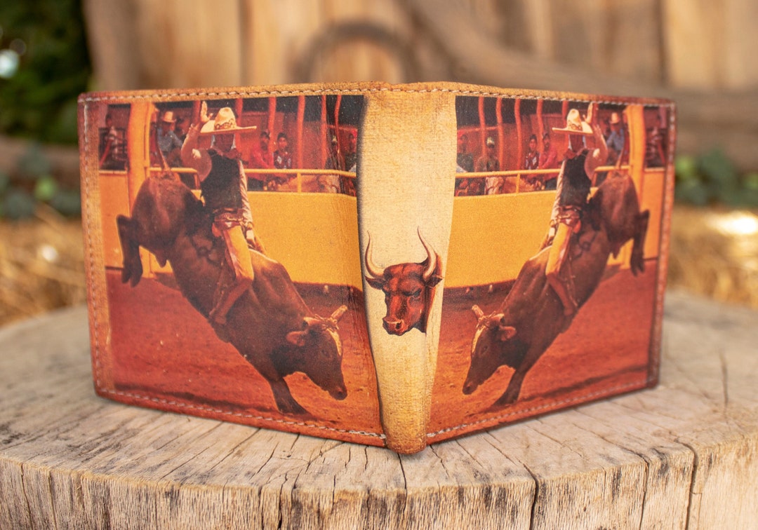 BULLRIDER Charro JARIPEO LEATHER Laser Printed Bi-fold Toro Wallet - Etsy